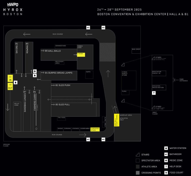 HYROX Boston Course Map (2025) | Run Laps & Station Order
